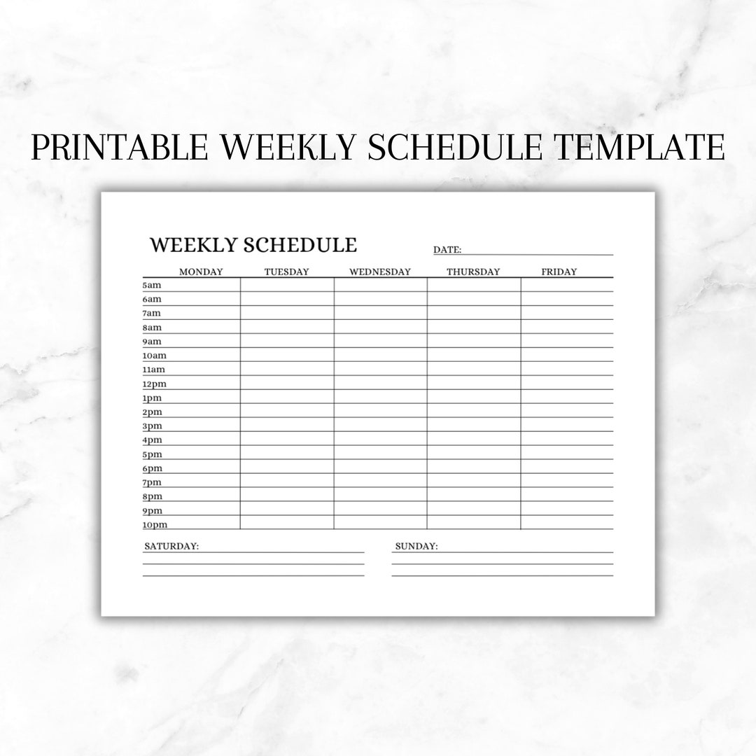 Weekly Schedule Template, Printable Weekly Planner, Weekly Schedule by ...