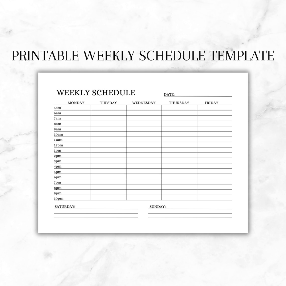 Weekly Schedule Template, Printable Weekly Planner, Weekly Schedule by ...