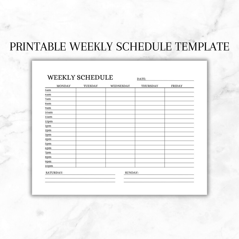 Weekly Schedule Template, Printable Weekly Planner, Weekly Schedule by ...