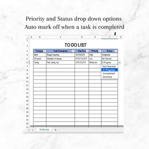 Excel to Do List, Task Tracker Spreadsheet, Simple to Do Workbook ...