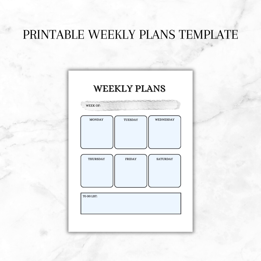 Simple Weekly Planner, Weekly Schedule Template, Weekly Planner ...