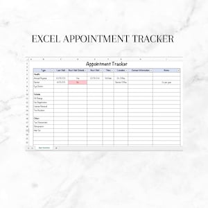 Excel Appointment Tracker, Downloadable Appointment Spreadsheet, Simple ...