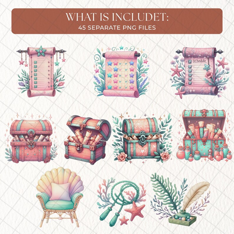 Watercolor Mermaid Clipart, Cute Baby Mermaid PNG, Under the Sea ...