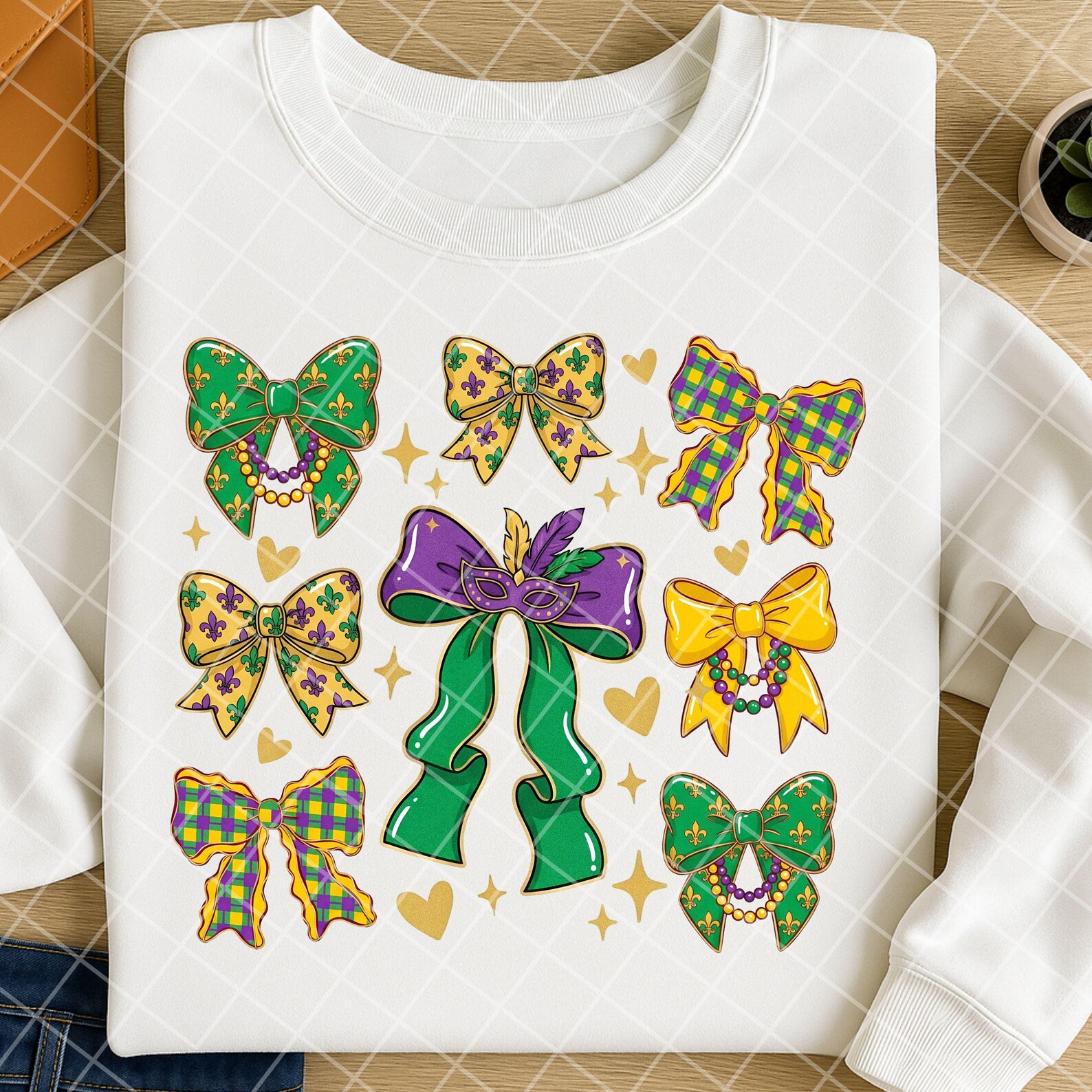 Coquette Mardi Gras Bows Clipart Bundle, New Orleans Carnival Bow ...
