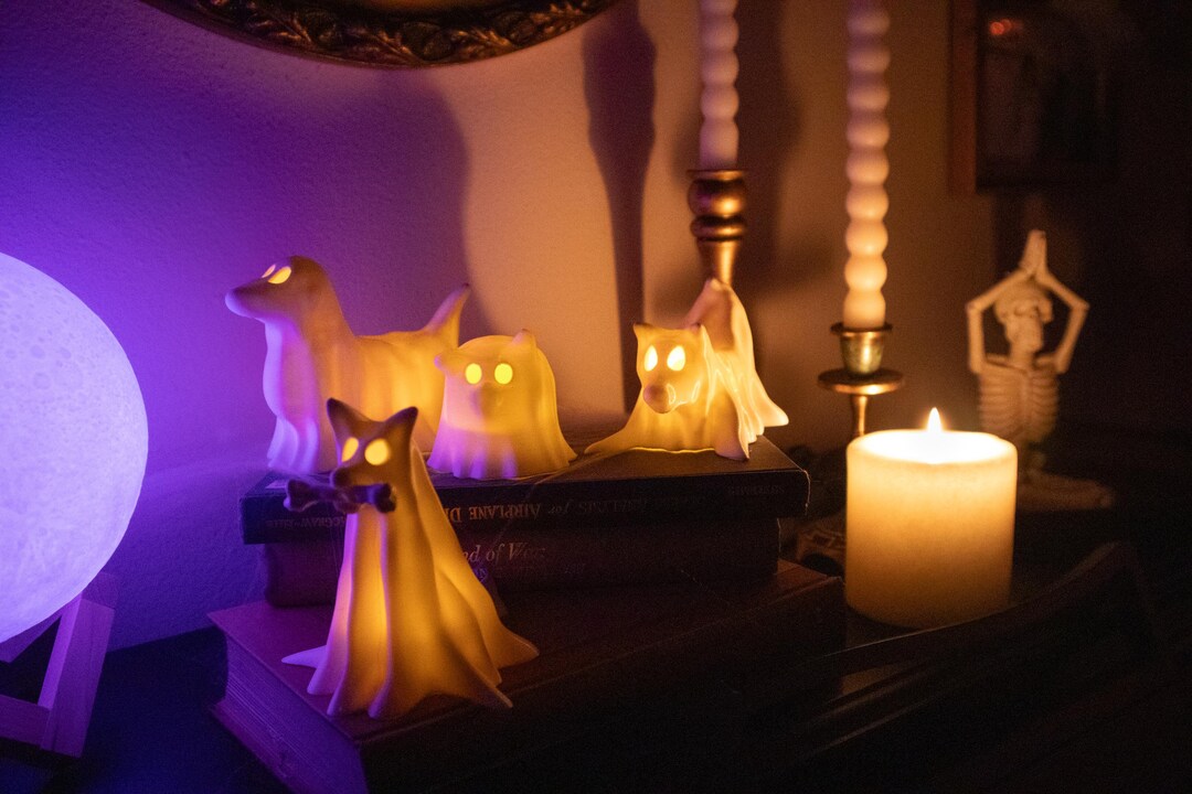 Ghost Dogs With LED Tea Lights- Halloween Home Decor & Perfect Gift for ...
