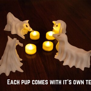 Ghost Dogs With LED Tea Lights- Halloween Home Decor & Perfect Gift for ...