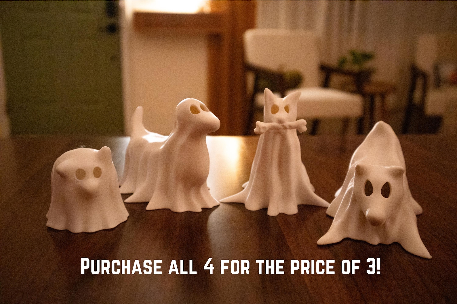 Ghost Dogs With LED Tea Lights- Halloween Home Decor & Perfect Gift for ...