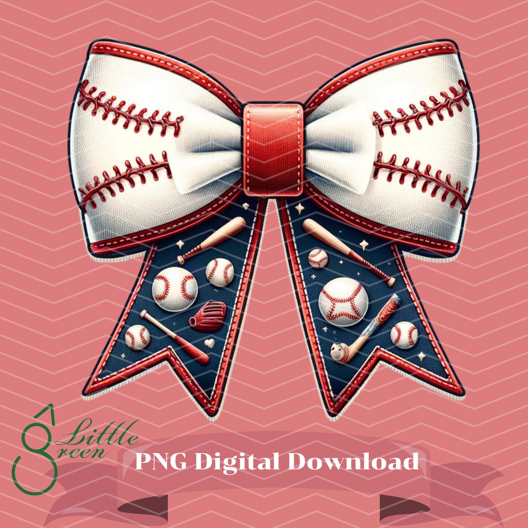 Baseball Coquette Bow PNG Digital Download for Crafts, Invitations, and ...