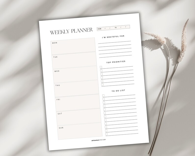 Weekly Planner Printable and Fillable for Office and Home, Weekly ...
