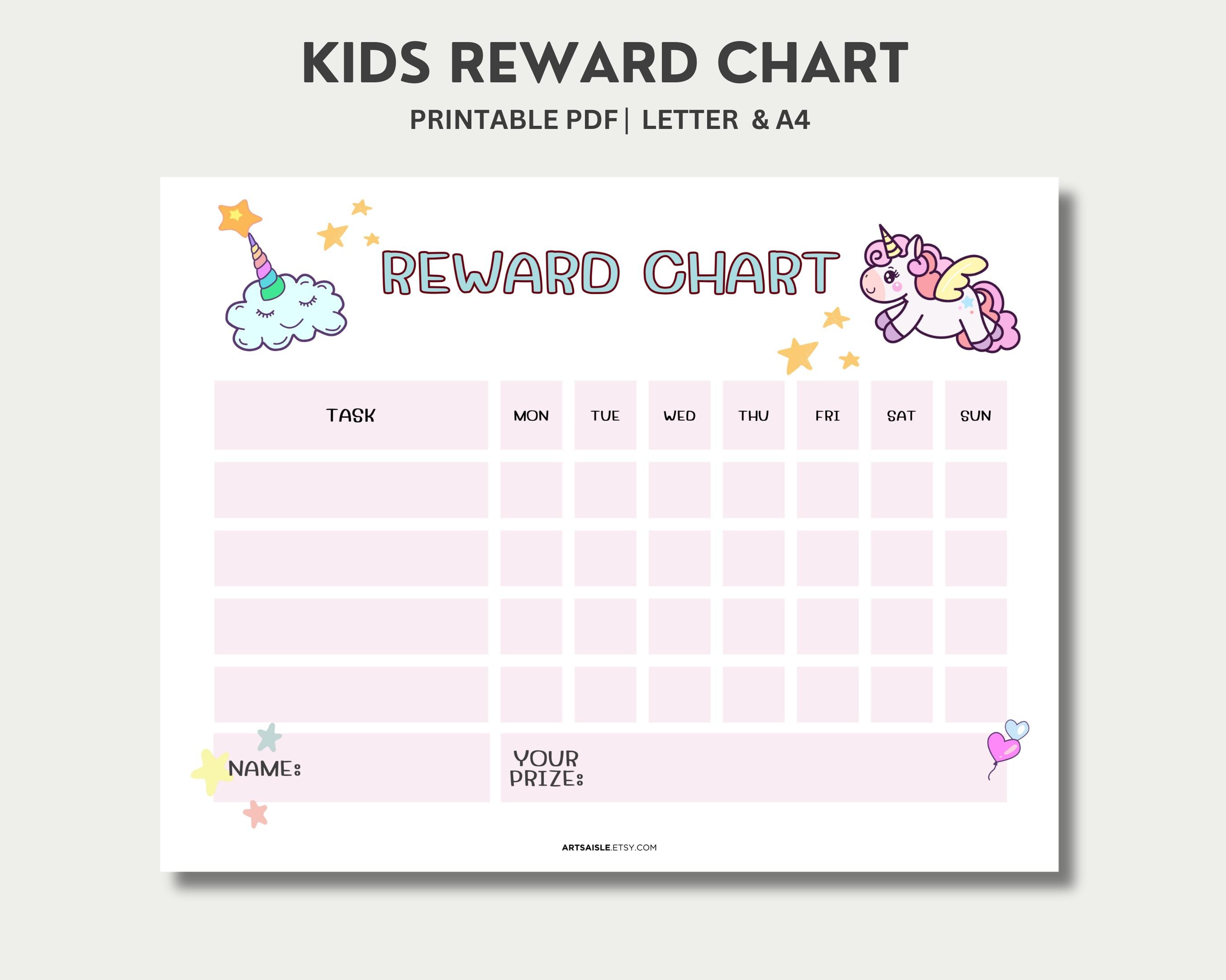 Toddler Girls Unicorn Reward Chart, Kids Sticker Chart Printable, Girls ...