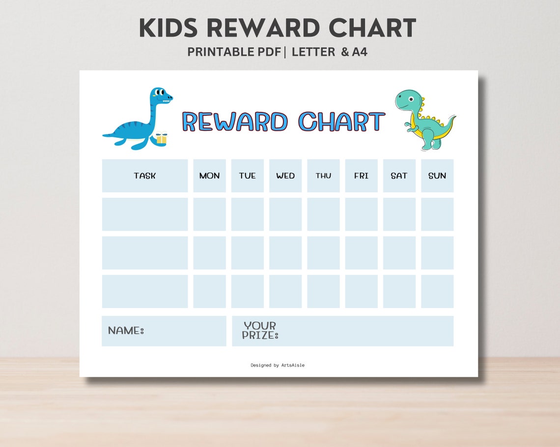 Printable Dinosaur Reward Chart, Dinosaur Boys Sticker Chart, Instant ...