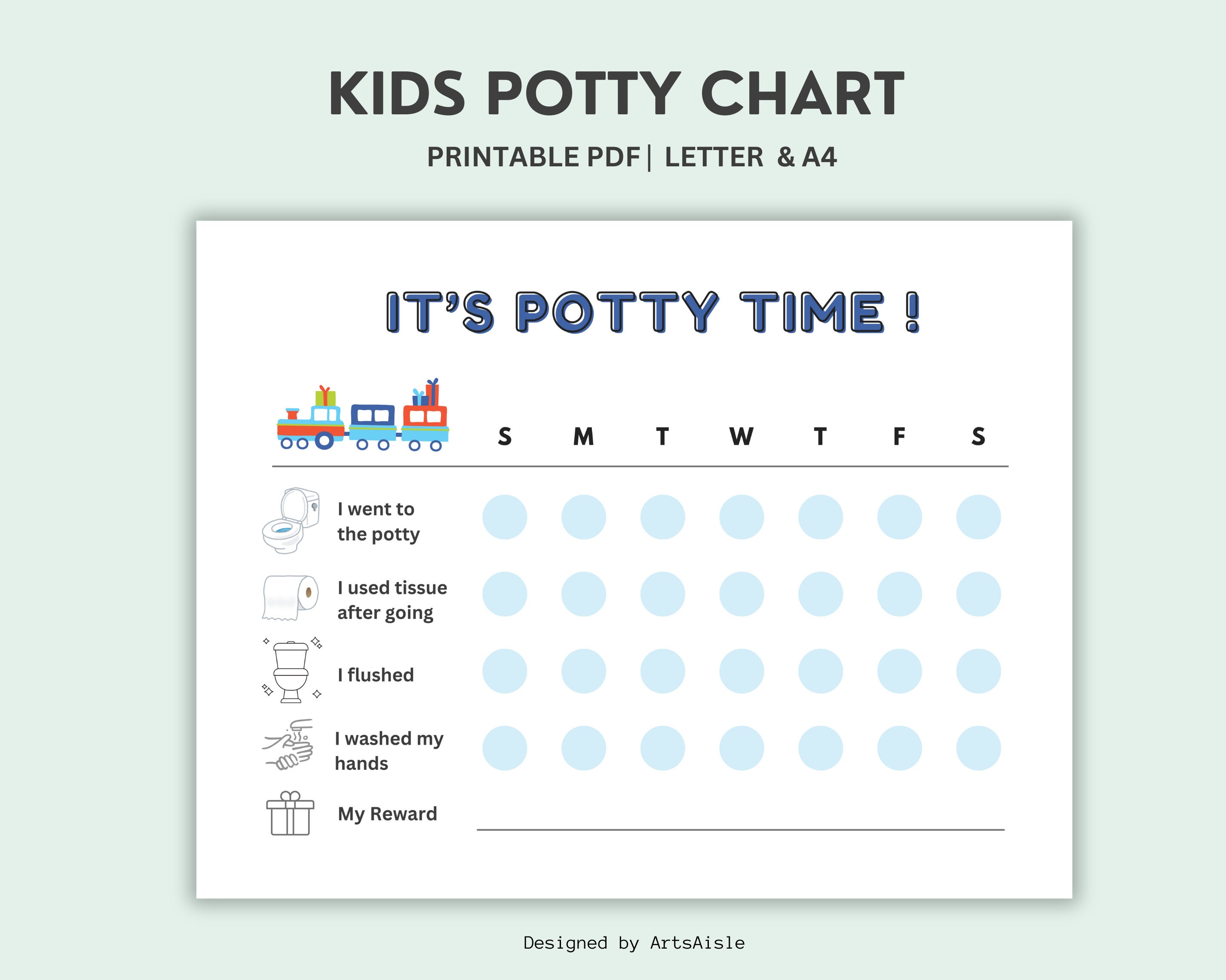 Boys Potty Training Reward Chart Printable, Potty Training Chart, Potty ...