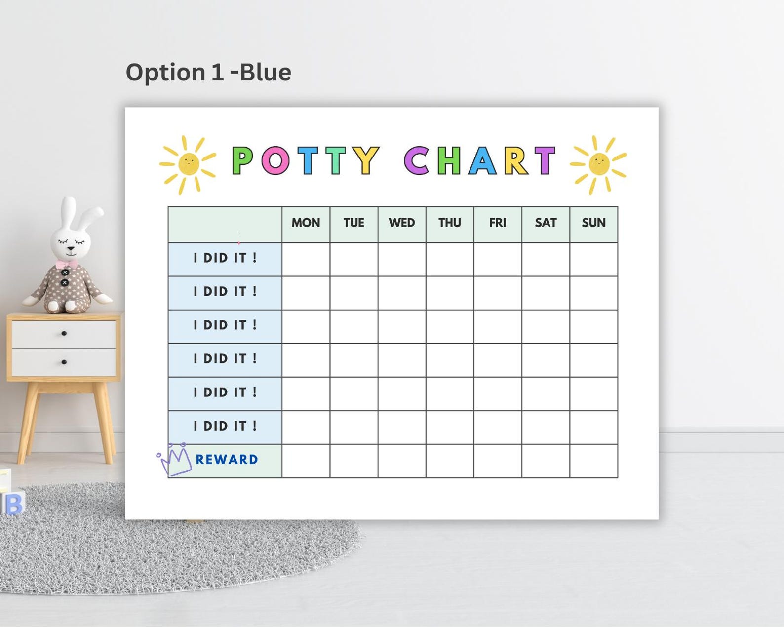 Potty Training Reward Chart for Boys and Girls Toddler Potty Training ...