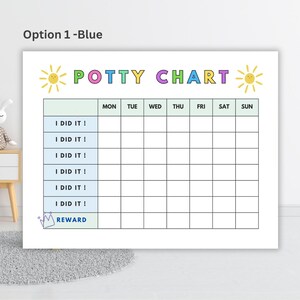 Potty Training Reward Chart for Boys and Girls Toddler Potty Training ...