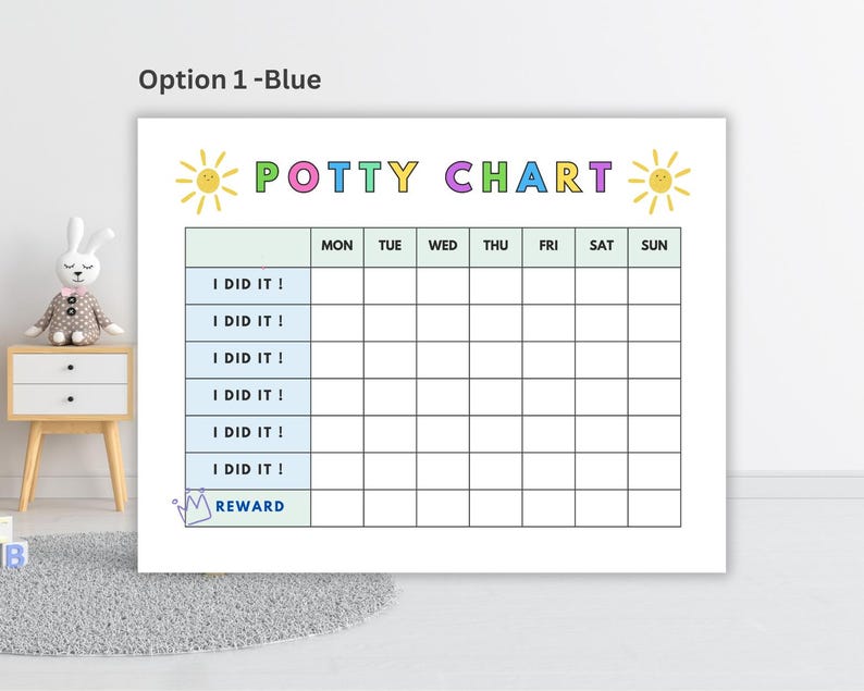 Potty Training Reward Chart for Boys and Girls Toddler Potty Training ...
