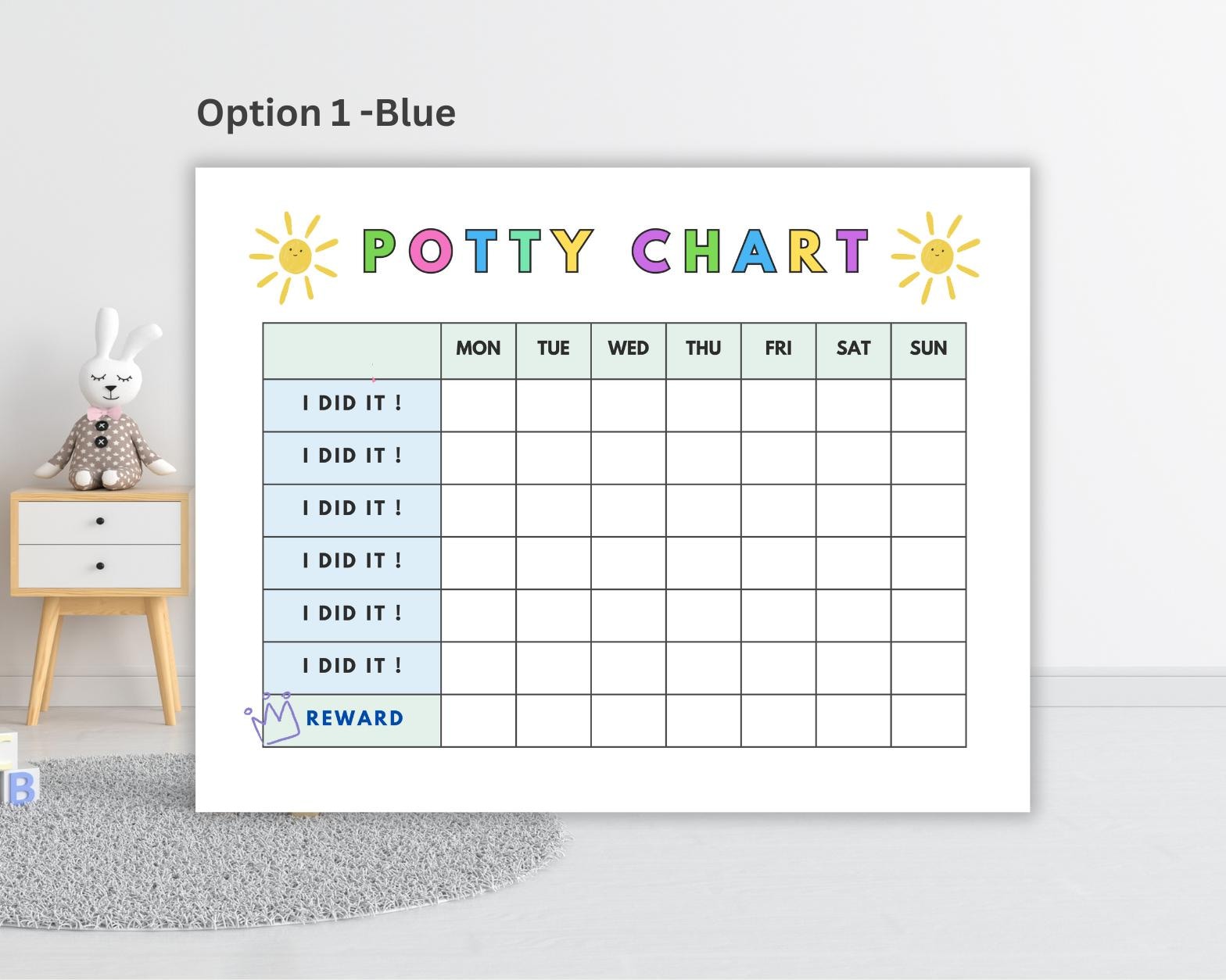 Potty Training Reward Chart for Boys and Girls Toddler Potty Training ...