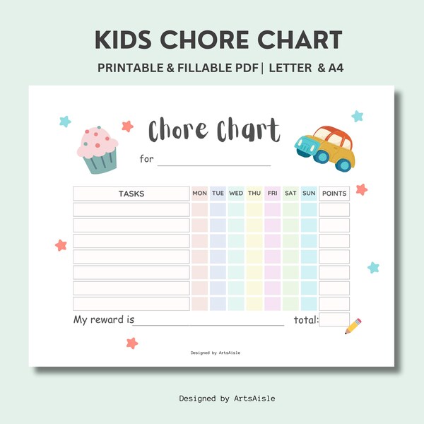 Potty Training Reward Chart for Boys and Girls Toddler Potty Training ...