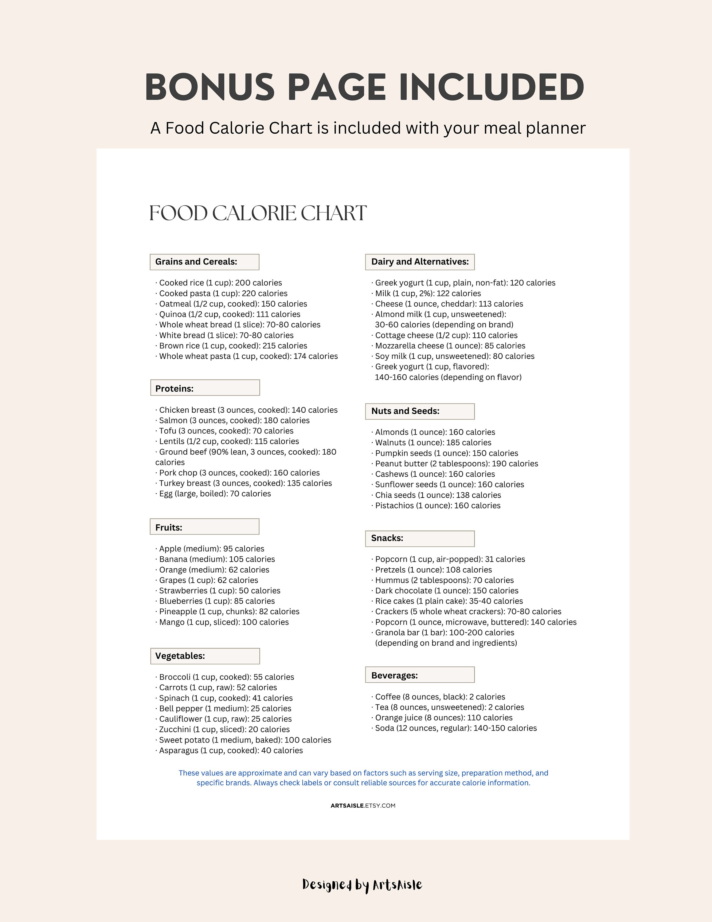 Printable Weekly Meal Planner Landscape, Meal Tracker, Diary, Food ...