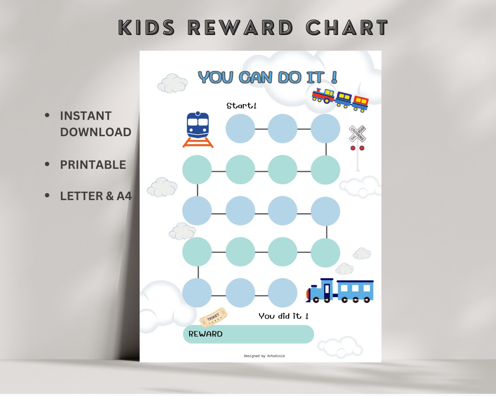 Kids Train Reward Chart Printable ,boys Routine Sticker Chart , Train ...