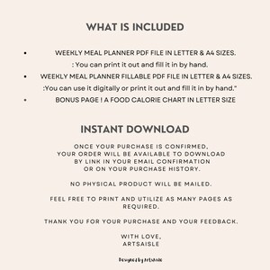 Printable Weekly Meal Planner Landscape, Meal Tracker, Diary, Food ...