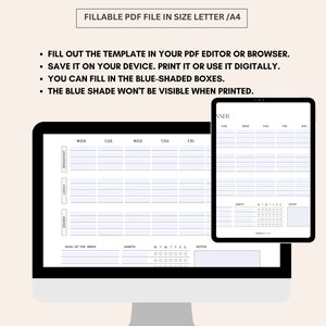Printable Weekly Meal Planner Landscape, Meal Tracker, Diary, Food ...