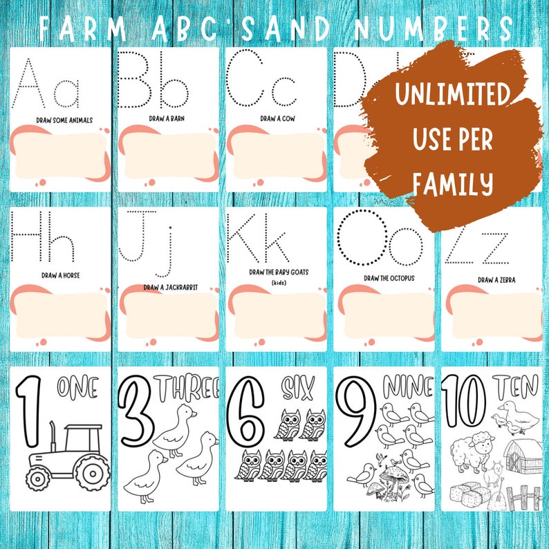 Farm Theme Learning Bundle, Printable Worksheets, Alphabet, Numbers ...