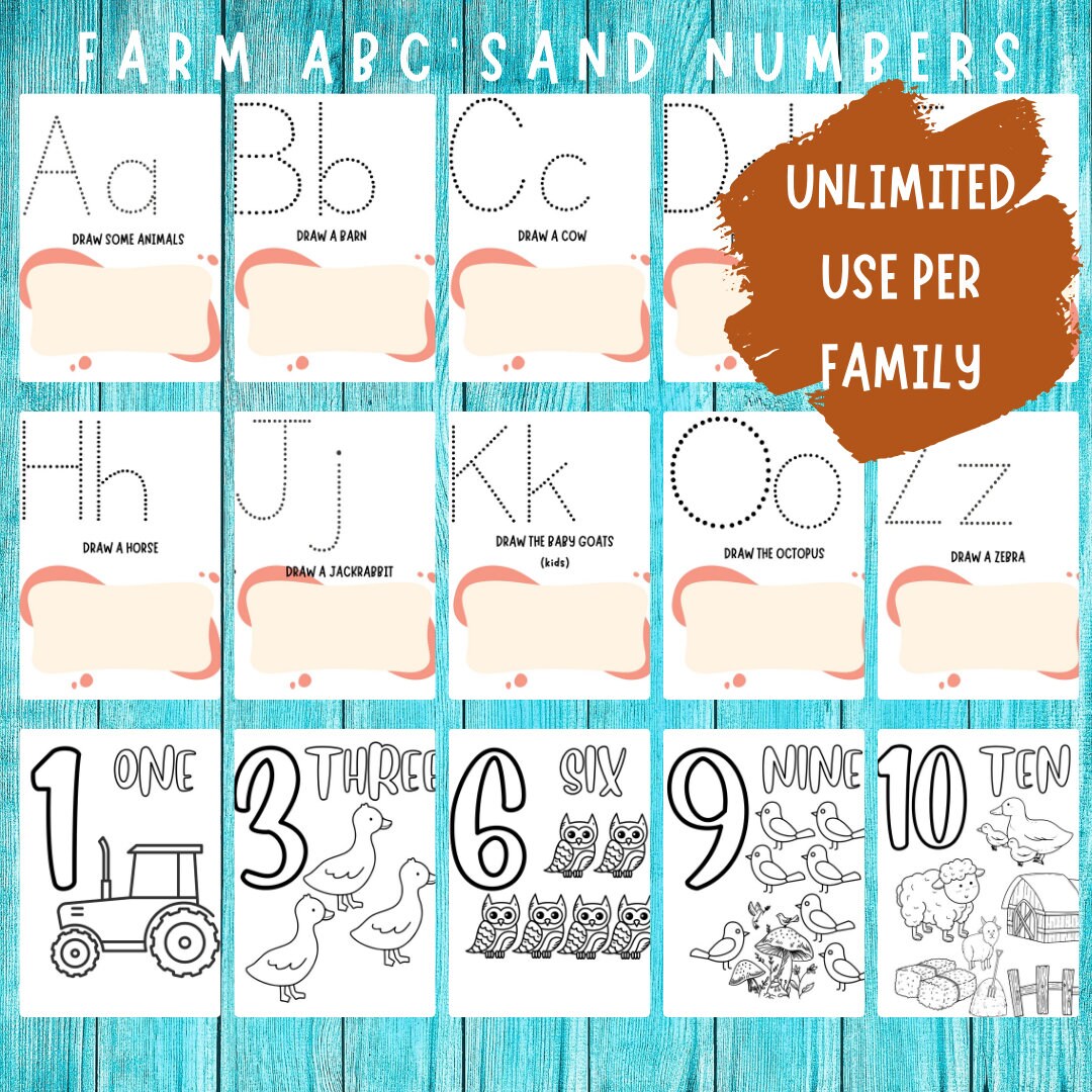 Farm Theme Learning Bundle, Printable Worksheets, Alphabet, Numbers ...