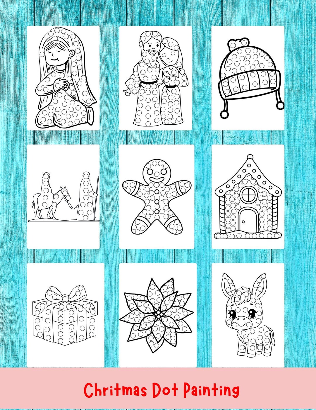 Christmas Themed Printables-kids Dot Coloring Pages- Dot Marker ...