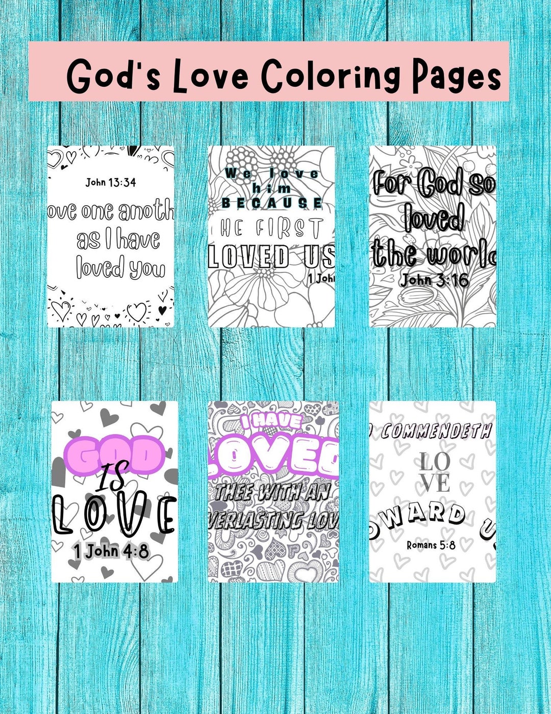 God's Love Valentine Coloring Pages - Etsy