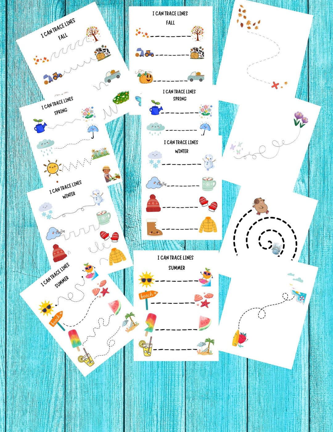 Seasonal Tracing Worksheets for Kids | Homeschool & Preschool Printable ...