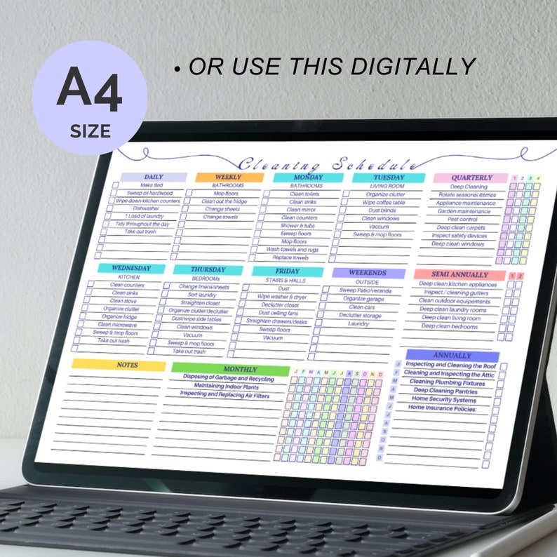 Editable Cleaning Checklist Schedule Canva Home Cleaning Tracker Daily ...