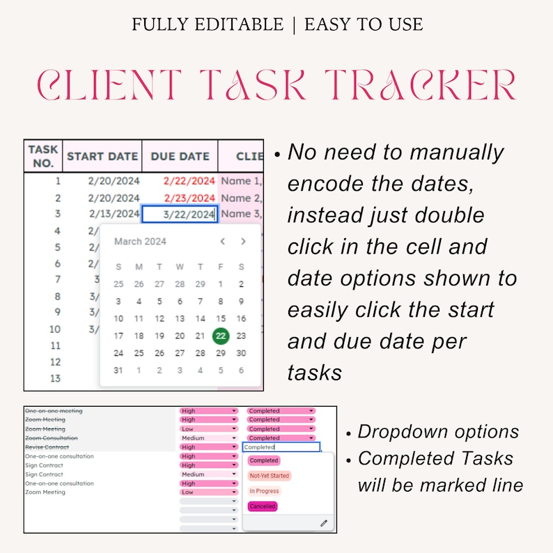 Small Business Spreadsheet Client Tracker and Task Tracker Google Sheet ...