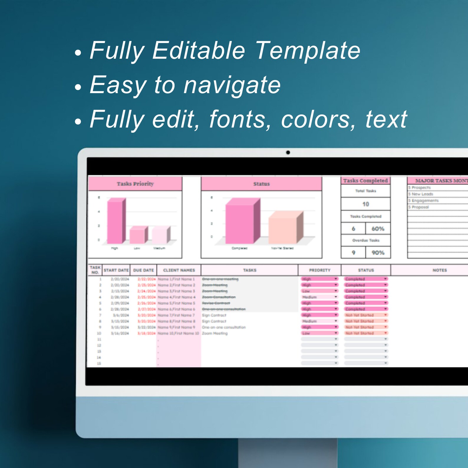 Small Business Spreadsheet Client Tracker and Task Tracker Google Sheet ...