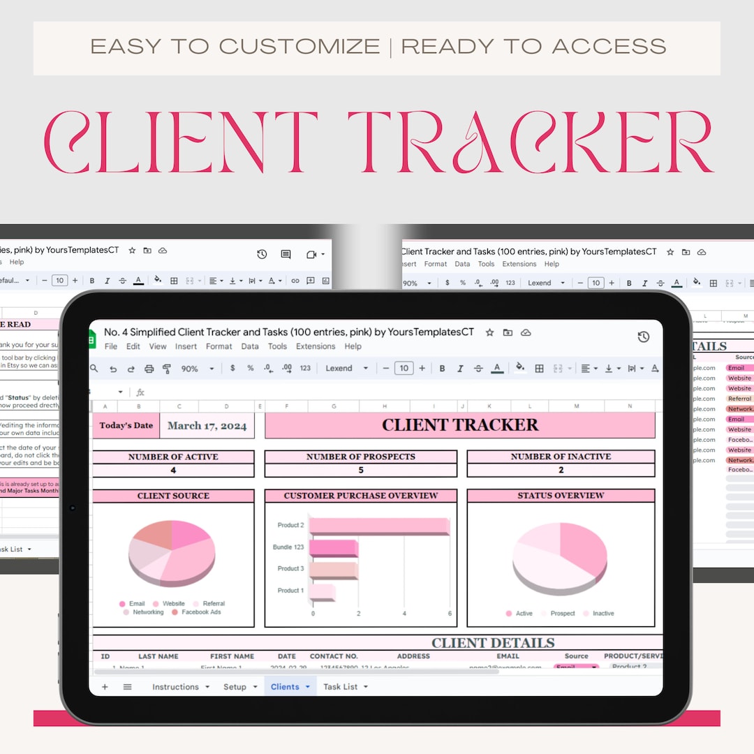 Small Business Spreadsheet Client Tracker and Task Tracker Google Sheet ...