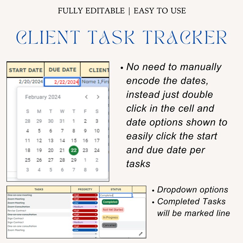 Simple Client Tracker and Task Tracker Small Business Spreadsheet, Lead Source Business Planner ...