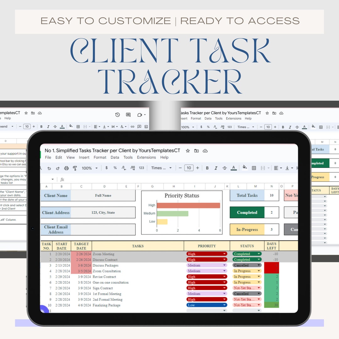 Simplified Client Tracker Tasks Lists, Small Business Client Planner ...