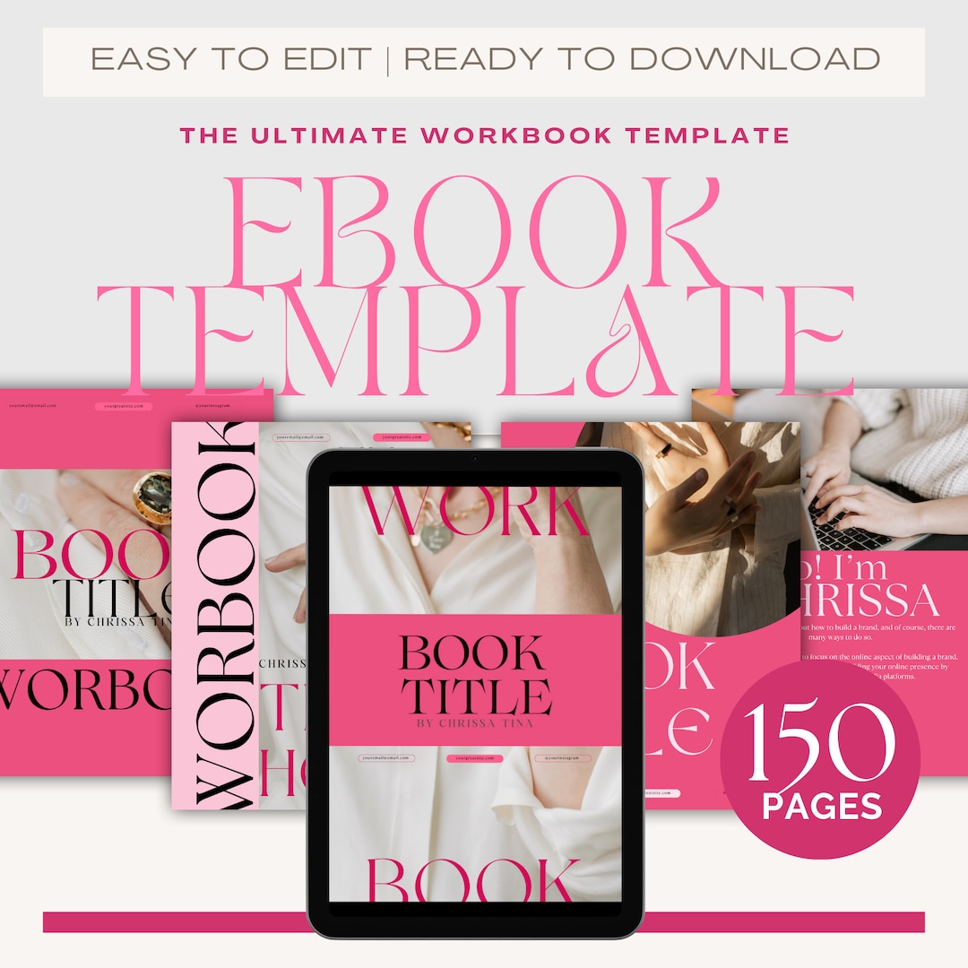 Elegant Pink Workbook Template Canva Editable for Coaching Business DIY ...