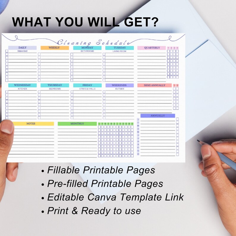 Editable Cleaning Checklist Schedule Canva Home Cleaning Tracker Daily ...