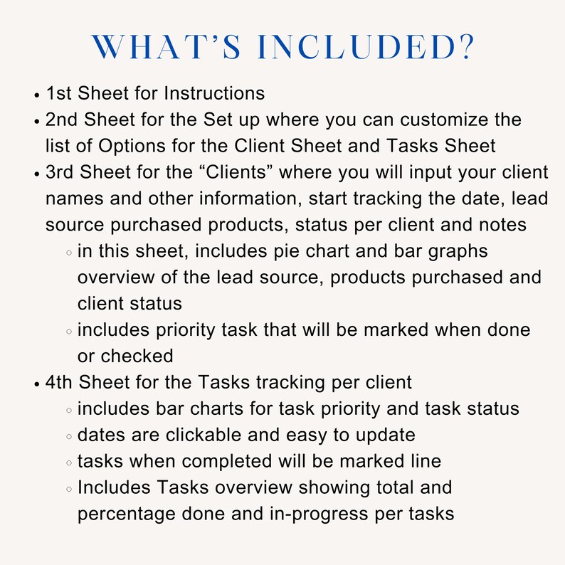 Simple Client Tracker and Task Tracker Small Business Spreadsheet, Lead ...