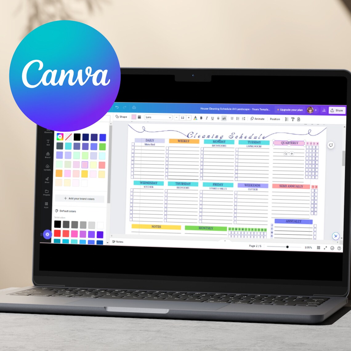 Editable Cleaning Checklist Schedule Canva Home Cleaning Tracker Daily ...