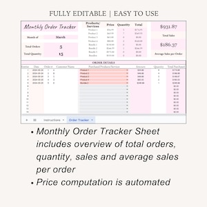 Client Order Tracker, Sales Manager Spreadsheet, Online Order Tracker ...