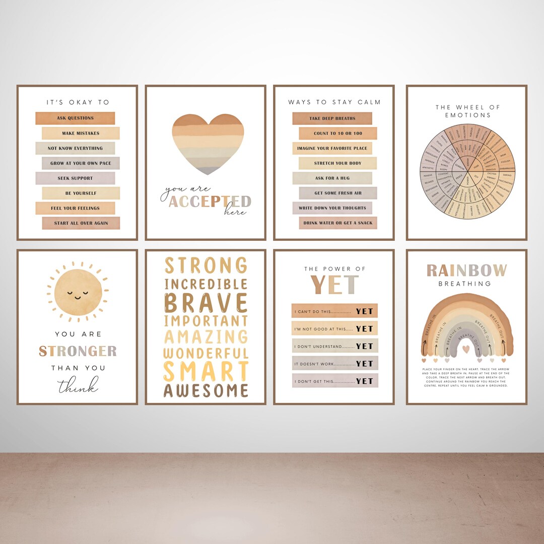 Calm Corner Poster Set of 8, Therapy Printable Wall Art for Kids in ...
