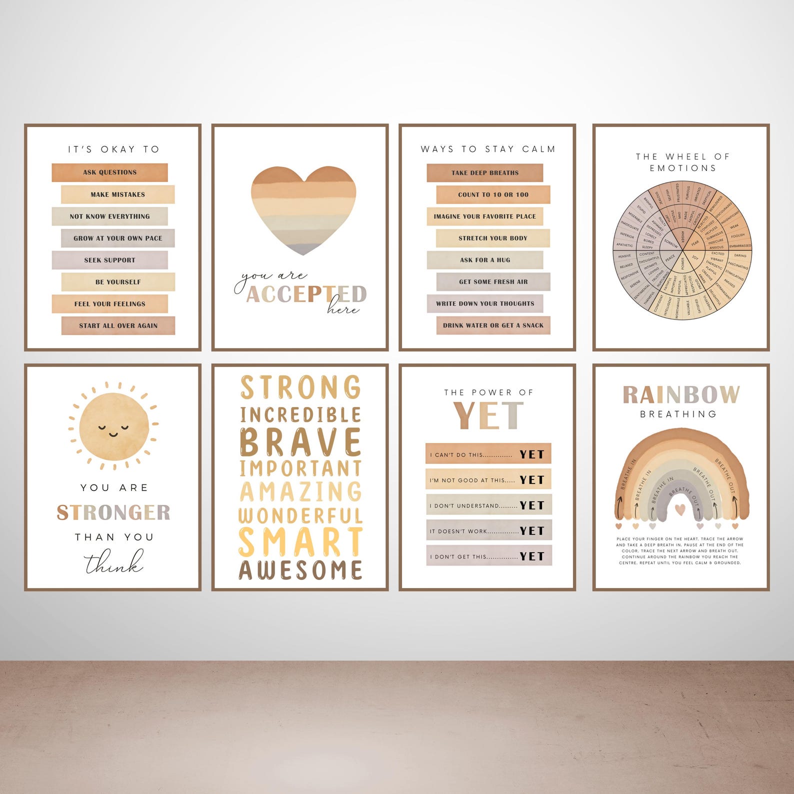 Calm Corner Poster Set of 8, Therapy Printable Wall Art for Kids in ...