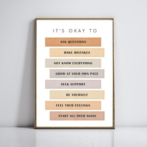 Calm Corner Poster It's Okay to Positive Affirmation Wall Art, Self ...