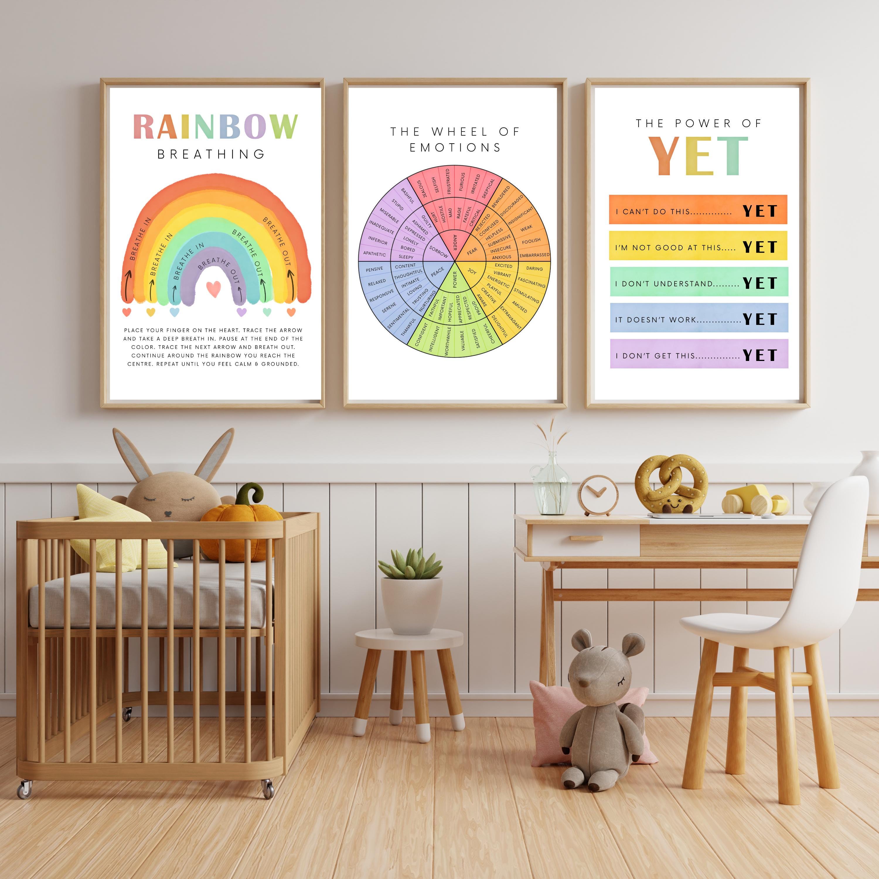 Calm Down Corner Posters: Rainbow Breathing, Wheel of Emotions (digital ...
