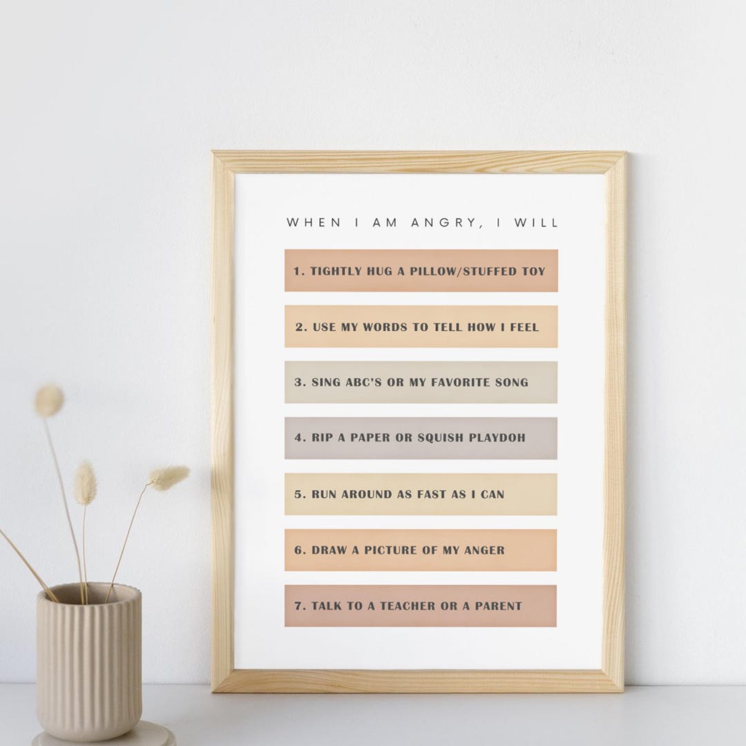 When I Am Angry I Will Calm Corner Poster, Emotional Mental Health Wall ...