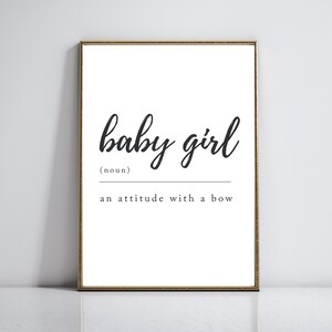 Baby Girl Definition Print, Funny Wall Art for Nursery, Noise Maker ...