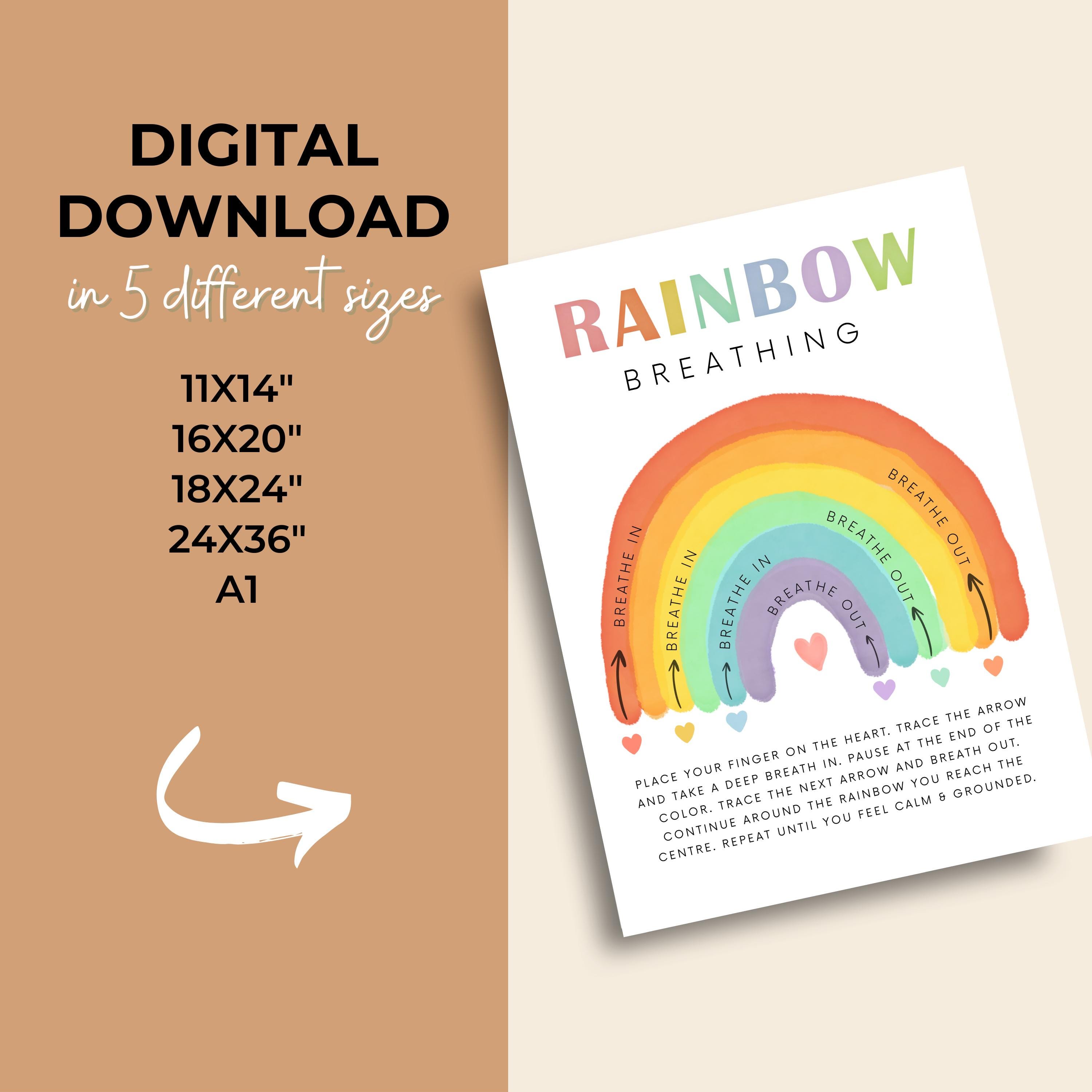 Calm Corner Rainbow Breathing Poster, Classroom Decor, Kidsroom Wall ...