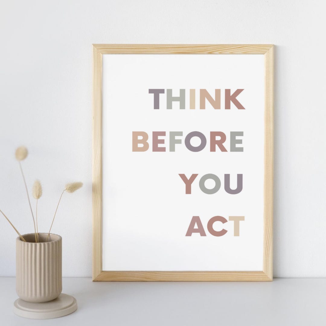 Educational Poster Think Before You Act Classroom Rules Wall Art ...