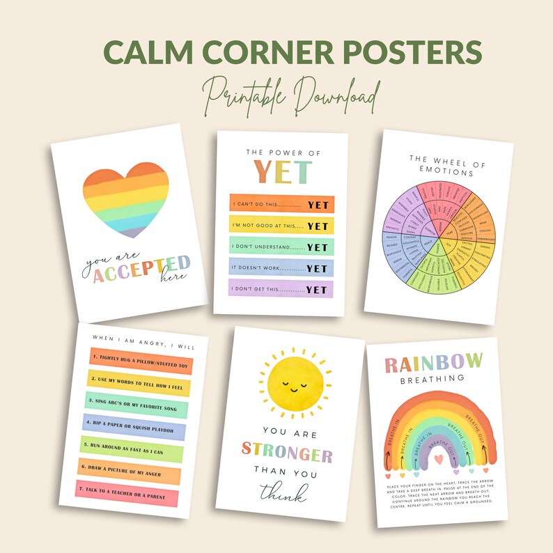 Calm Corner Posters: Therapy Printable Wall Art Set (digital Download ...
